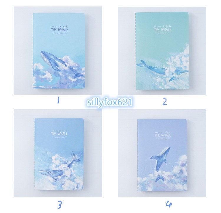 2x A5 Cute Pastel Sky Cloud Ocean Whale Lined Notebook Diary - Etsy