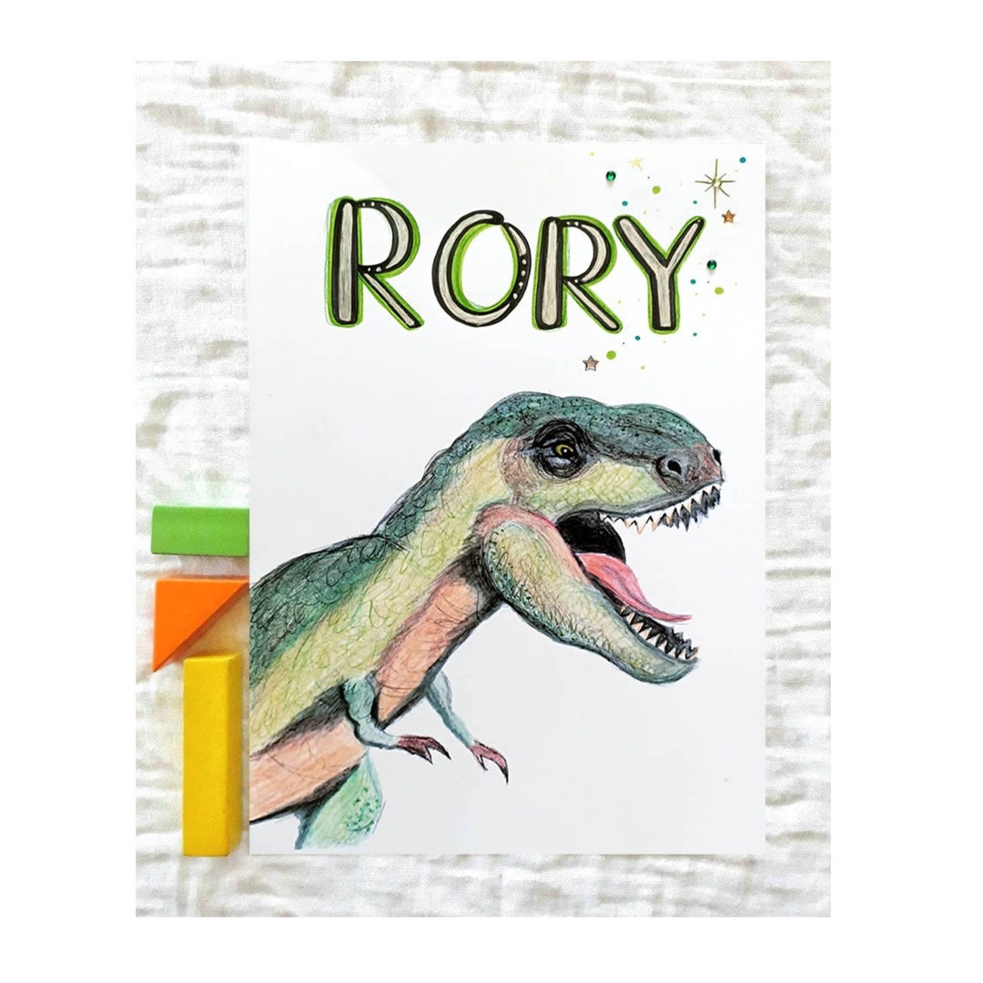 Custom Name Print Tyrannosaurus Rex Personalised T-rex Print Dinosaur ...