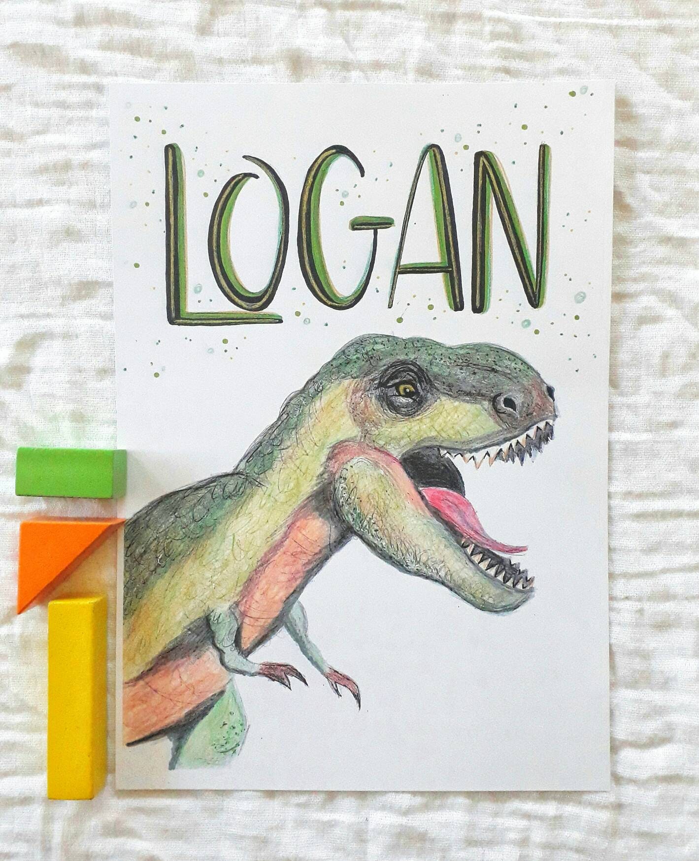 Custom Name Print Tyrannosaurus Rex Personalised T-Rex | Etsy