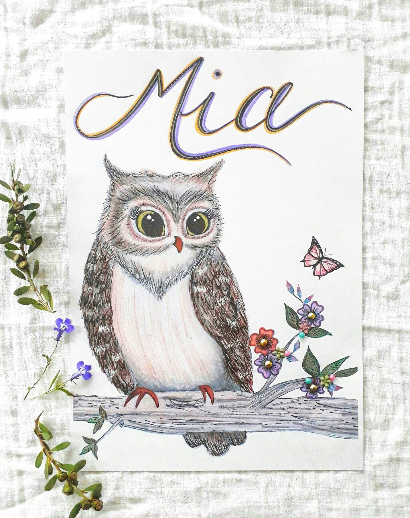 Personalised Name Print, Owl Nursery Decor, Owl Print, Owl Nursery Wall ...