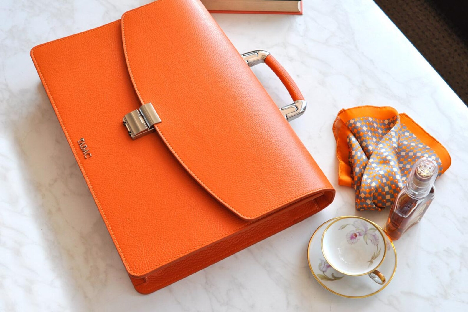 Leather Briefcase Women ORANGE Leather Satchel Lawyers Bag | Etsy