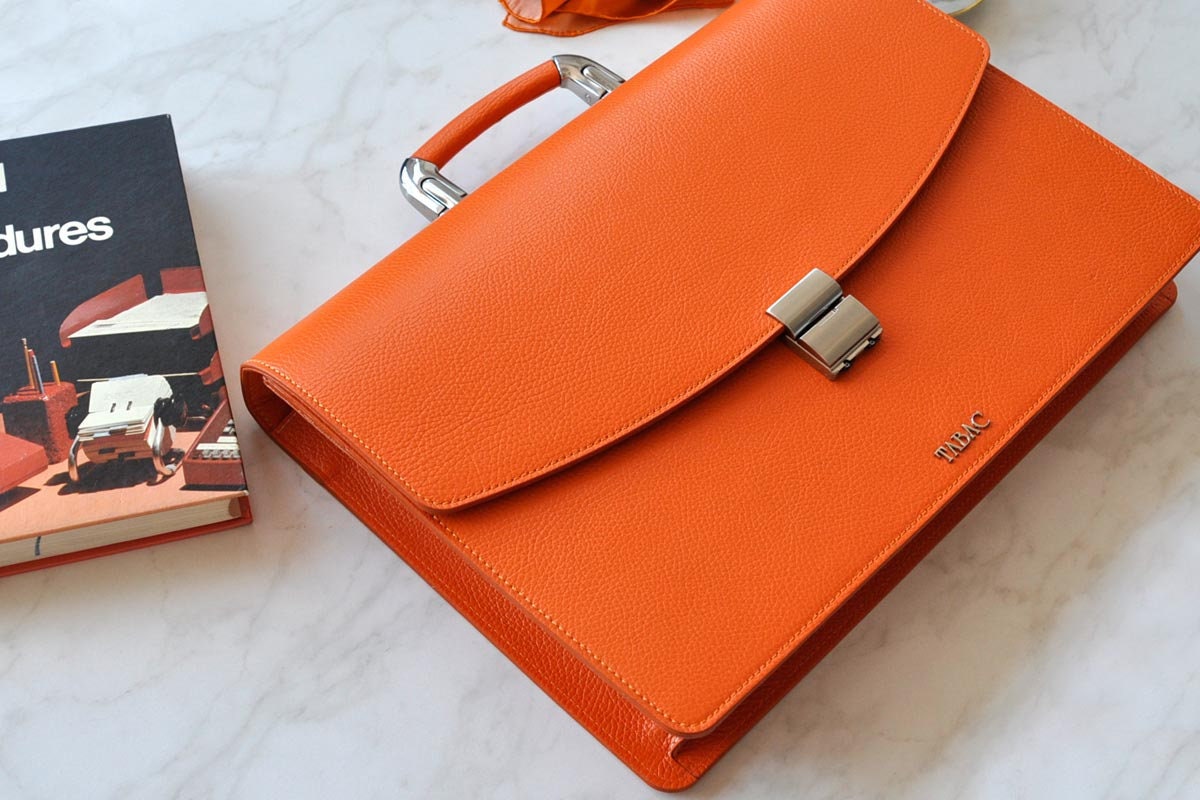 Leather Briefcase Women ORANGE Leather Satchel Lawyers Bag | Etsy