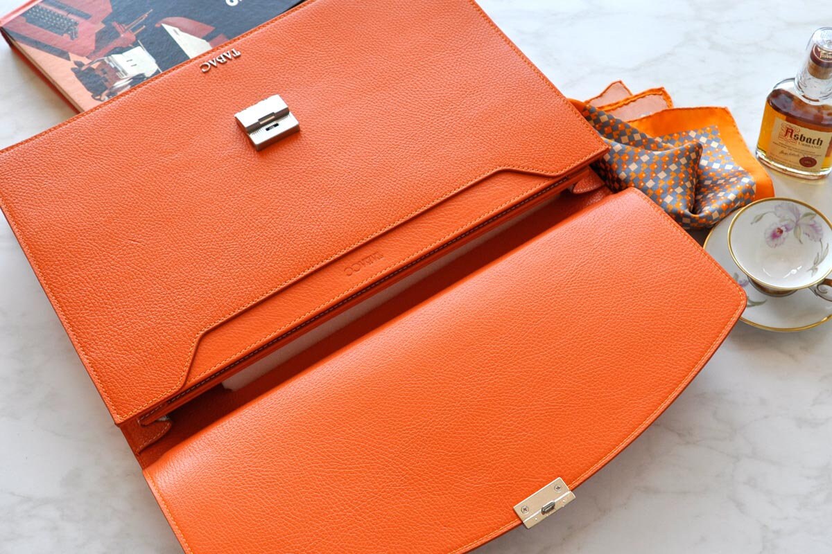 Leather Briefcase Women ORANGE Leather Satchel Lawyers Bag | Etsy