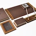 Leather and Wooden Deskset / Luxury Leather Desk Set/ Genuine Leather ...