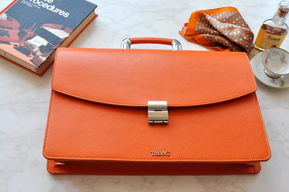 Leather Briefcase Women ORANGE Leather Satchel Lawyers Bag | Etsy