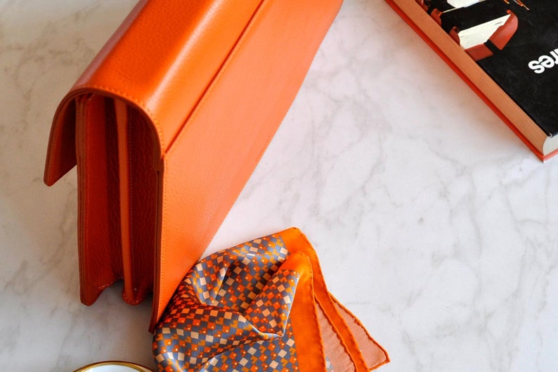 Leather Briefcase Women ORANGE Leather Satchel Lawyers Bag | Etsy