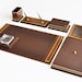 Leather and Wooden Deskset / Luxury Leather Desk Set/ Genuine Leather ...