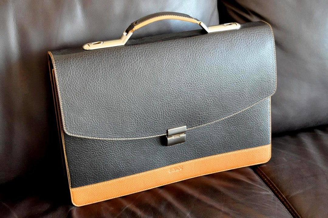 Brown Leather Briefcase: Italian Calfskin Satchel, Lawyers Bag 2151613 ...
