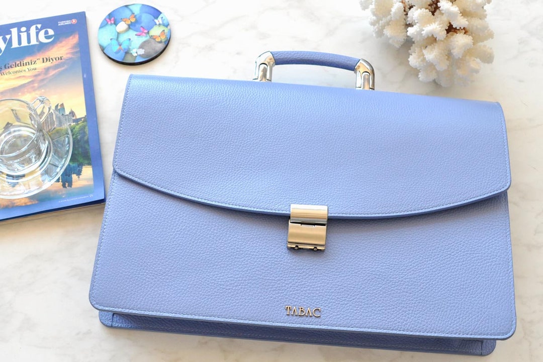 Leather Briefcase Women , BLUE Leather Briefcase, Lawyers Bag, Classic ...