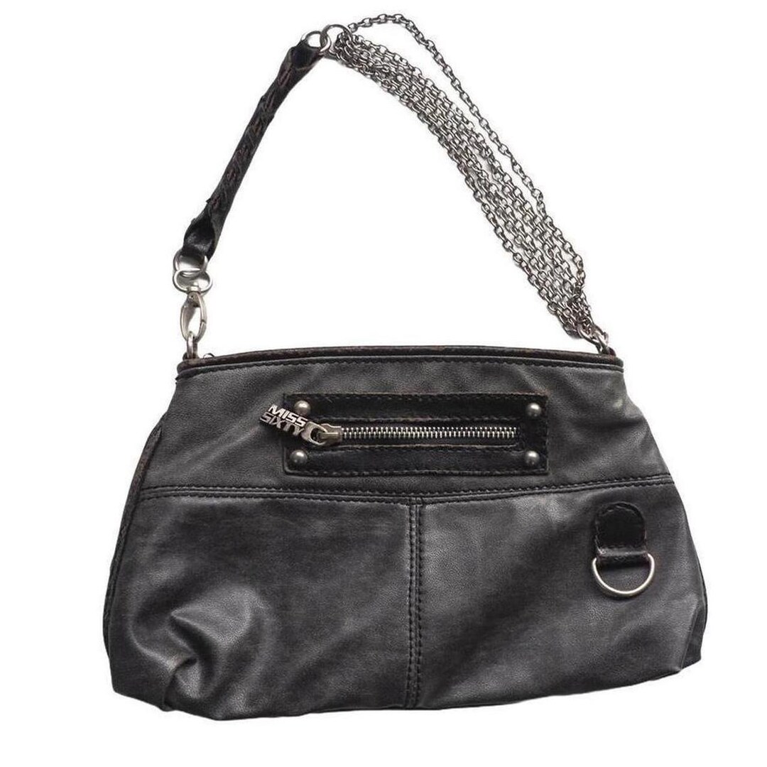 Miss Sixty - Archive Carbon Leather Handbag With Multi Chains Details ...