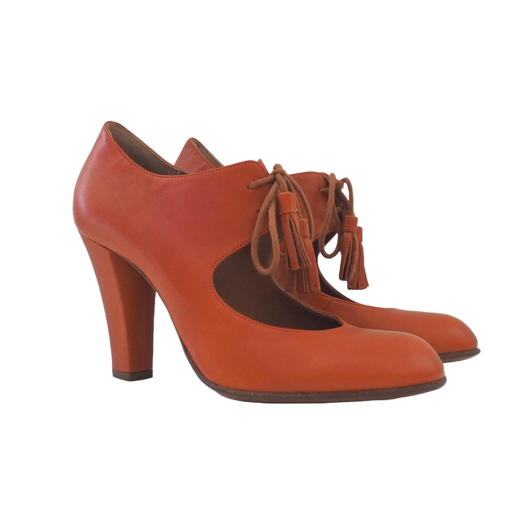 Michel Perry - French Archive Cut Out Orange Heels - Etsy