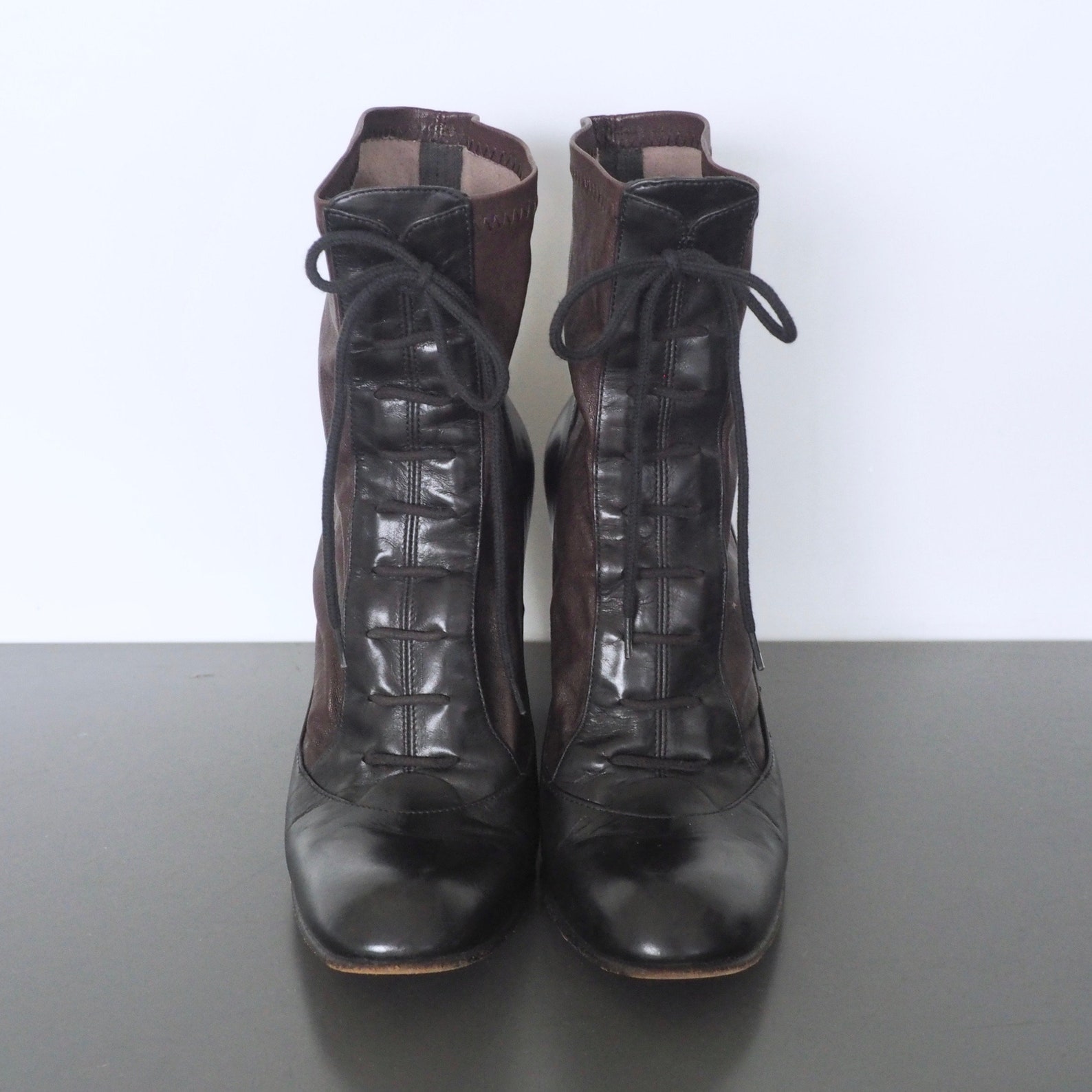 MICHEL PERRY - Smooth Bicolored Leather Slip Ons Ankle Boots - Etsy