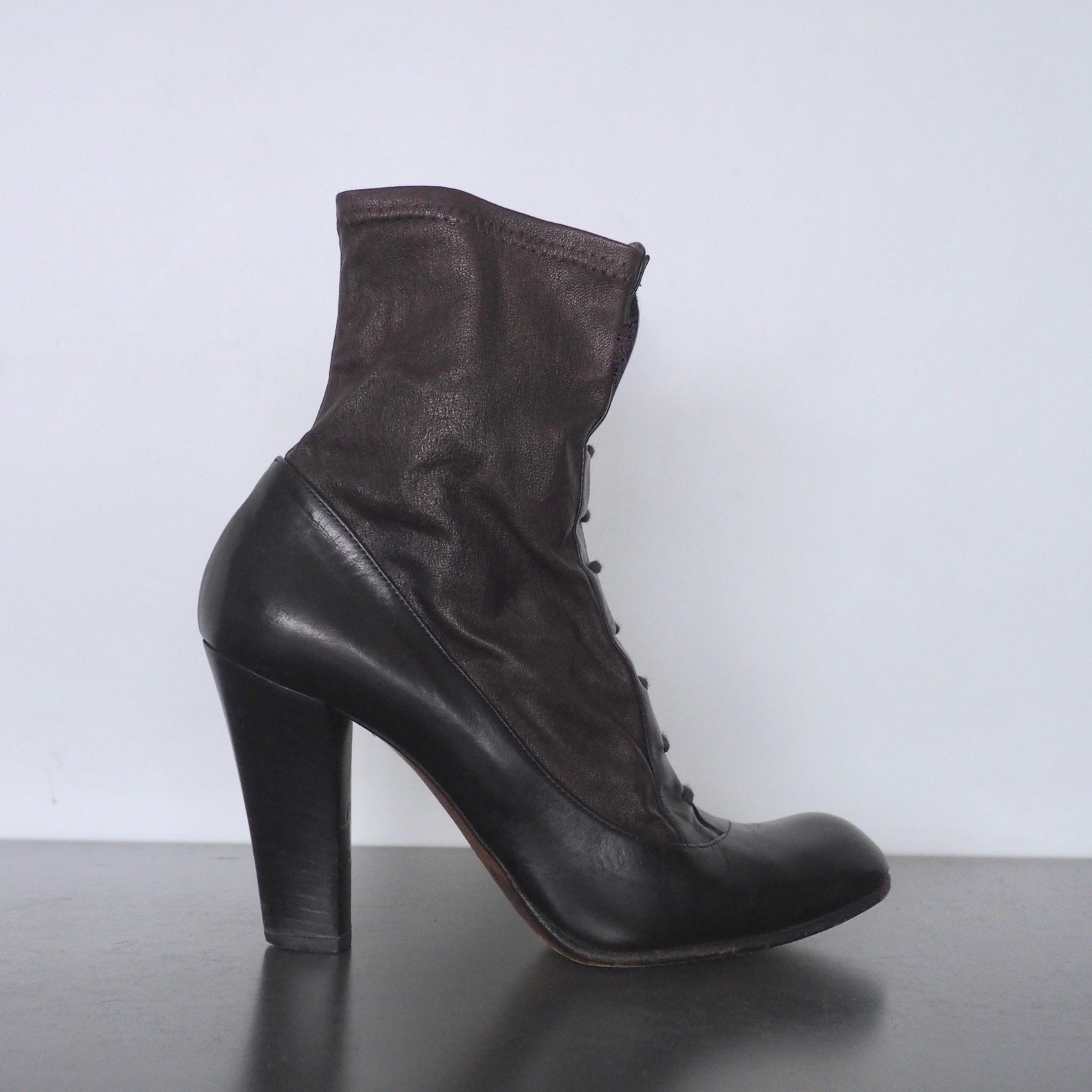 MICHEL PERRY - Smooth Bicolored Leather Slip Ons Ankle Boots - Etsy