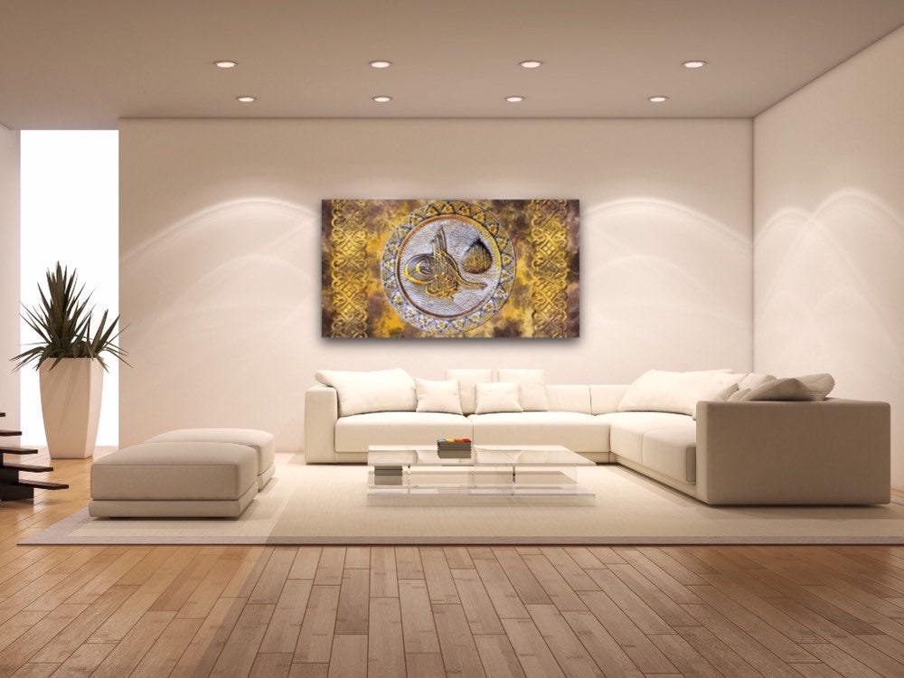 Ottoman Tughra Large Islamic Wall Art Canvas Print Arabic Calligraphy ...