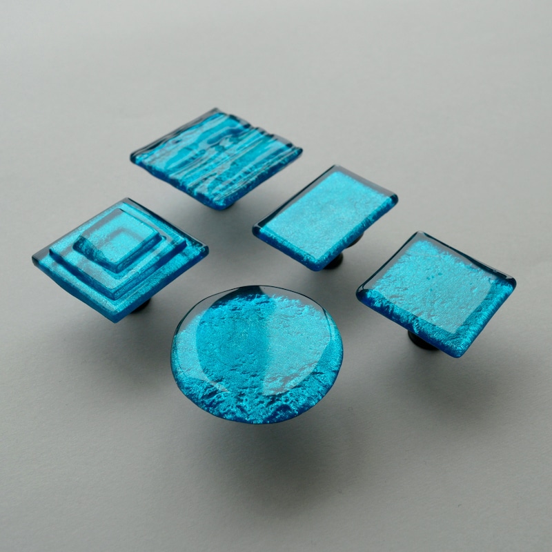 Turquoise Glass Cabinet Knobs - Etsy