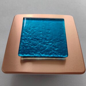 Lagoon Blue Glass Light Switch With Metal Frame. Modern Blue Glass ...