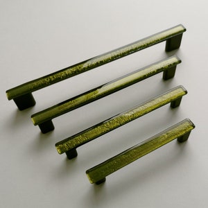 Olive Green Glass Pull. Artistic Dark Green Furniture Glass Pull. Olive ...