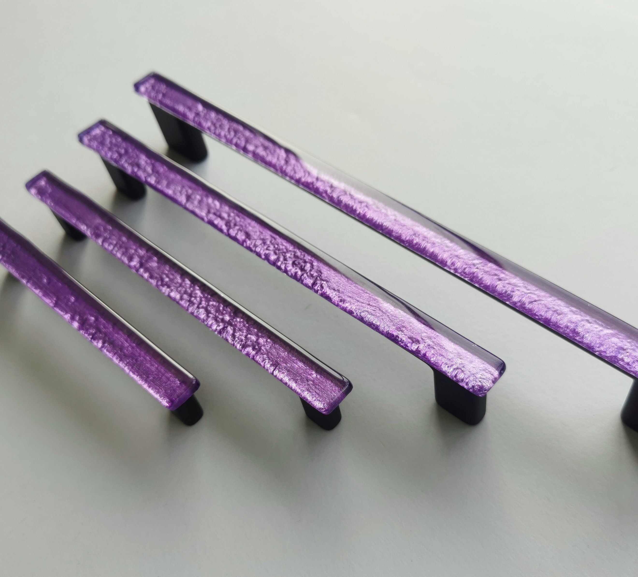 Bright Purple Glass Pull. Artistic Sparkle Purple Furniture Glass Pull ...