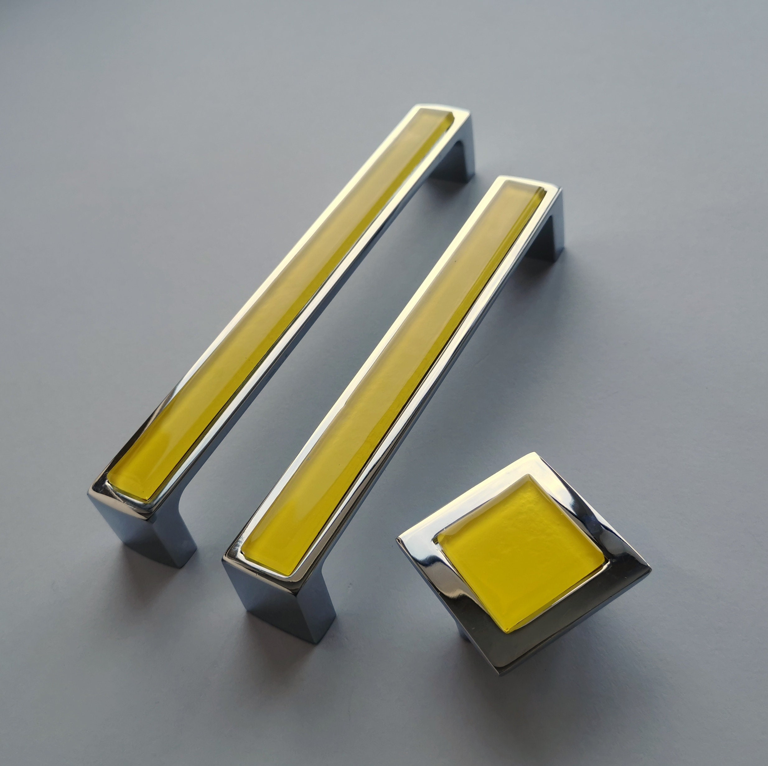 Pop-up Sunny Yellow Glass Pull/knob. Artistic Sunny Yellow Furniture ...