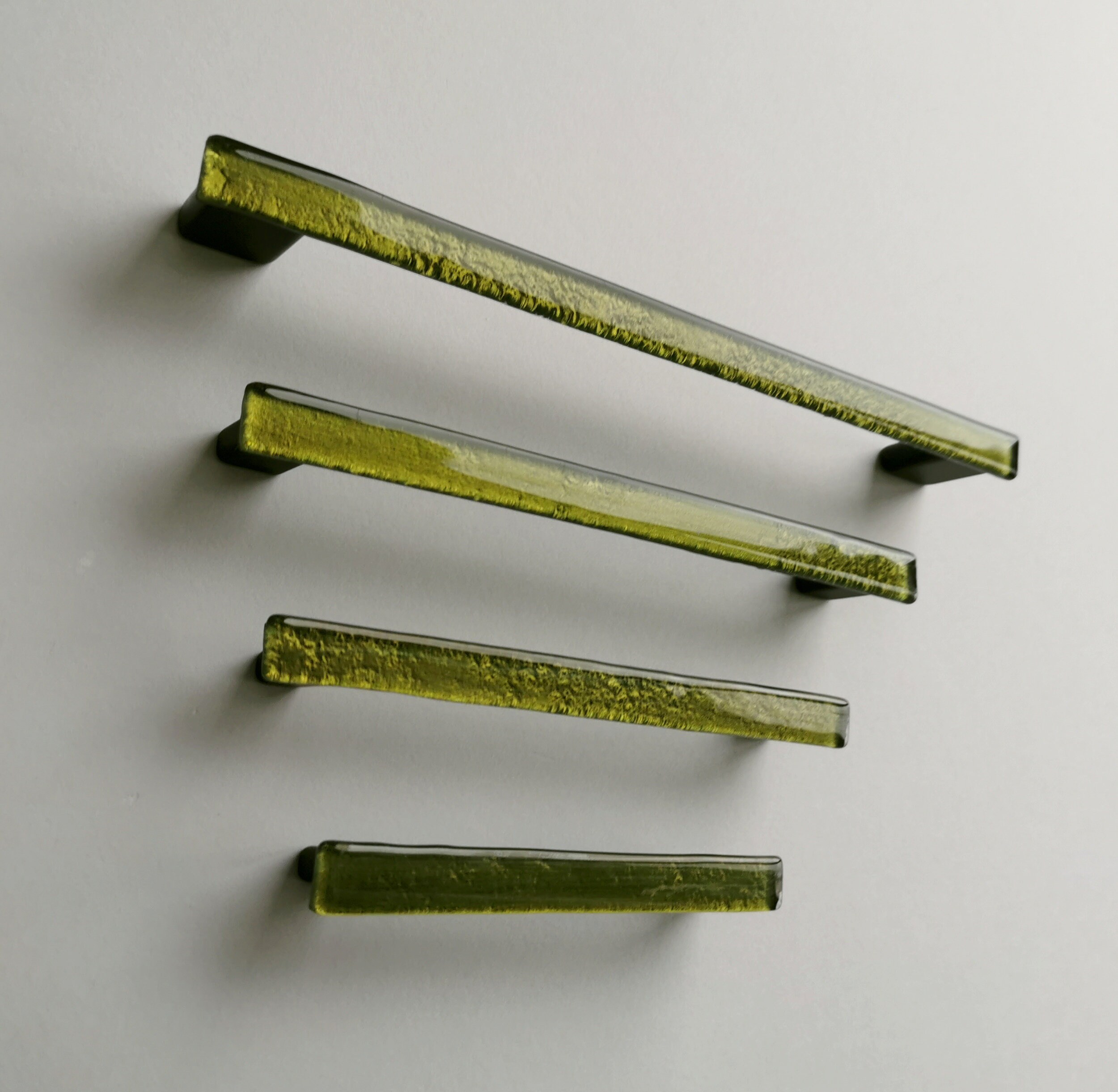 Olive Green Glass Pull. Artistic Dark Green Furniture Glass Pull. Olive ...