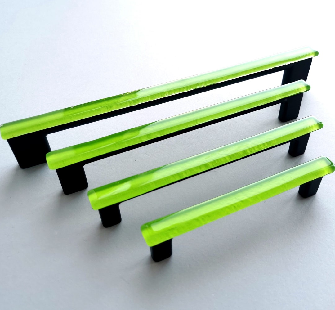 Modern Accent Glass Pull in Lime Green. Fresh Green Glass Pull ...