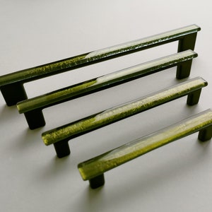 Olive Green Glass Pull. Artistic Dark Green Furniture Glass Pull. Olive ...