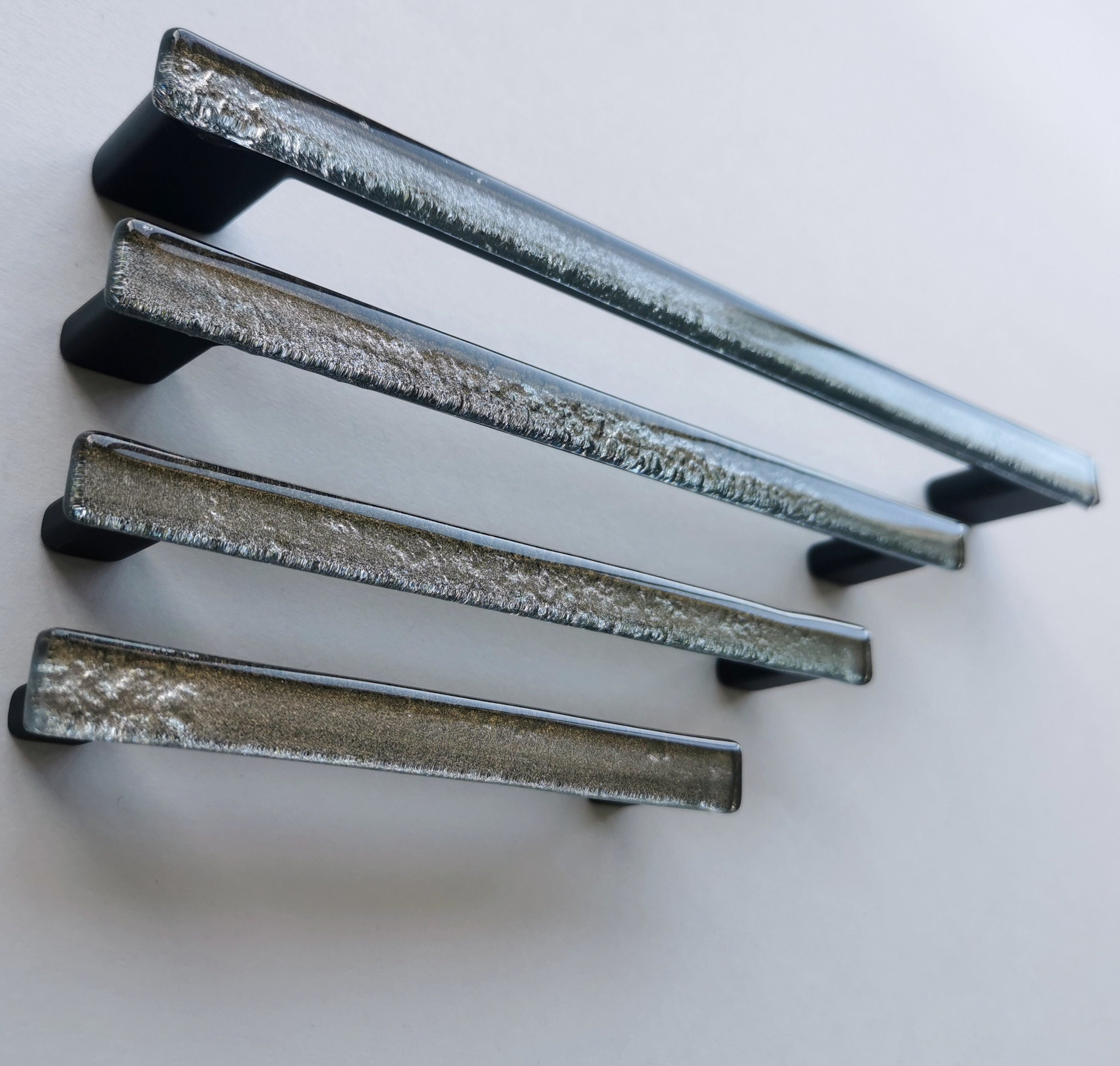 Pewter Fused Glass Pull. Artistic Pewter Furniture Glass Pull. - Etsy