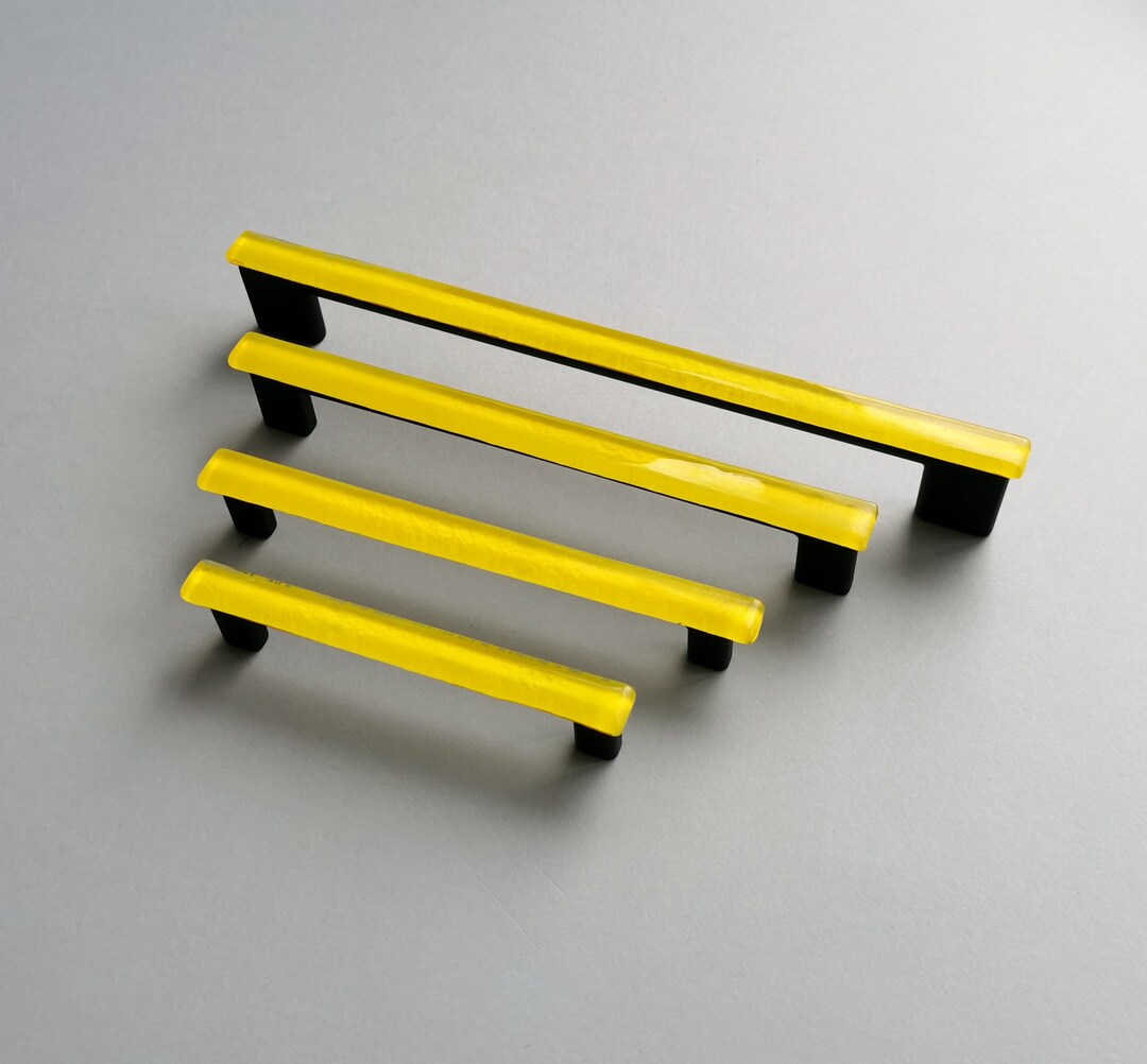 Sunny Yellow Fused Glass Pull. Artistic Bright Yellow Furniture Glass ...