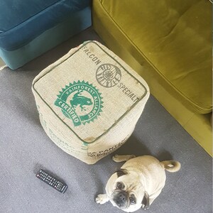 Coffee Sack Footstool Ottoman Recycled Each Unique and - Etsy