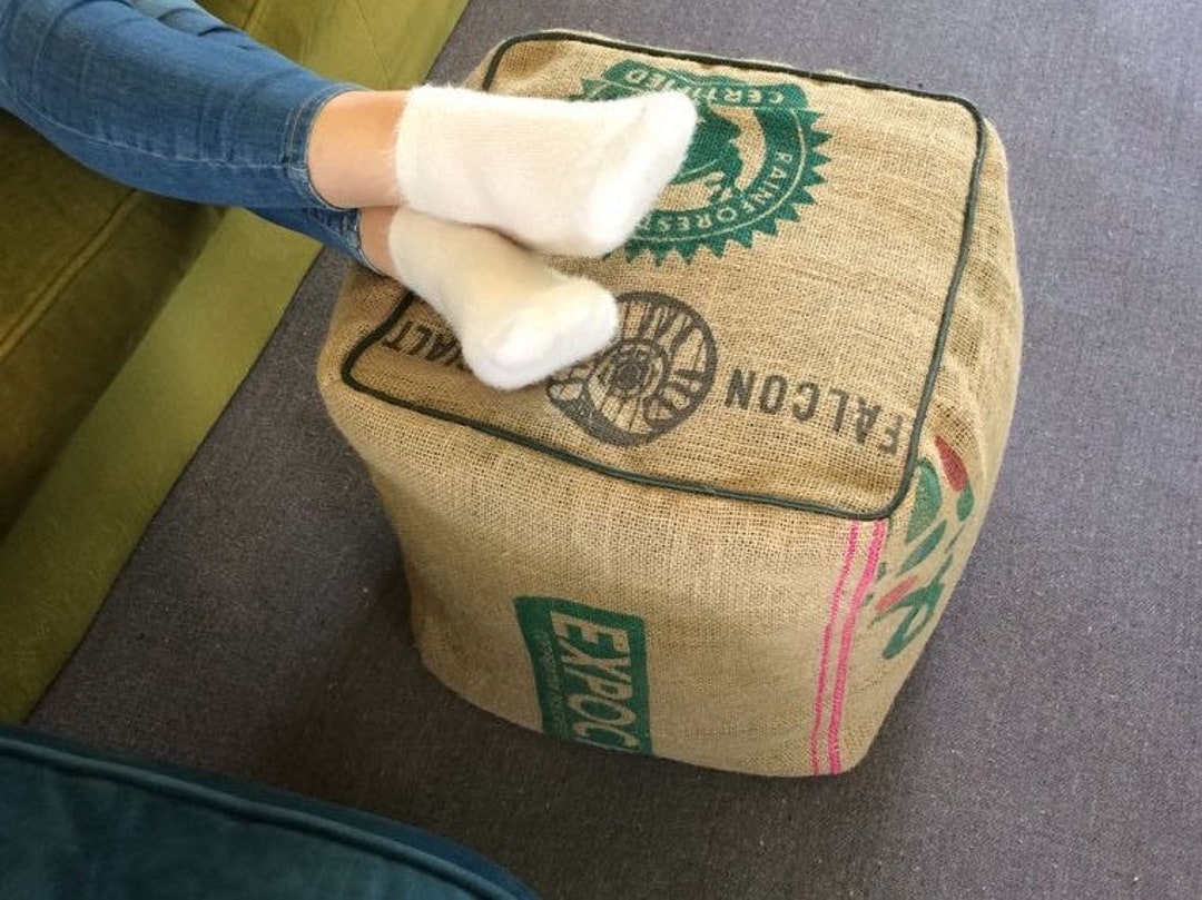 Coffee Sack Footstool Ottoman Recycled Each Unique and Beautiful Filled ...