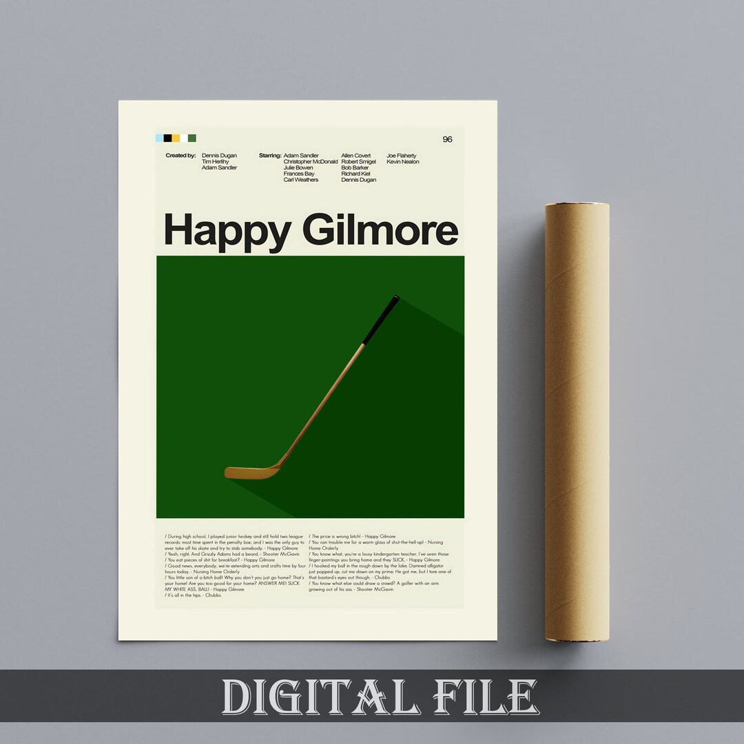 Mid Century Modern Happy Gilmore Poster Digital Print, Custom ...
