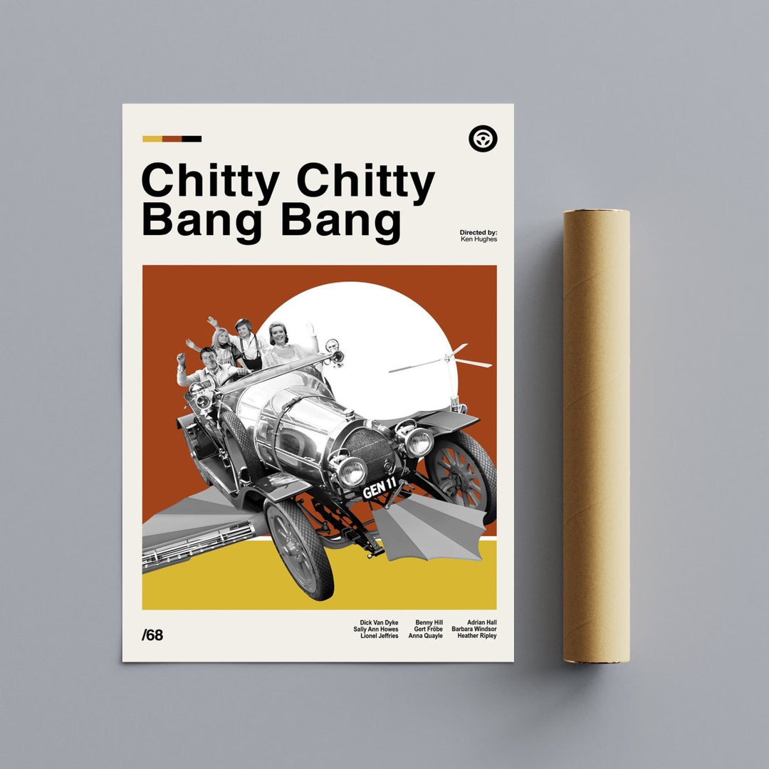 Mid Century Modern Chitty Chitty Bang Bang Poster Digital Print, Custom ...