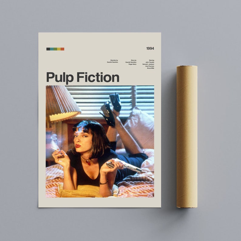 Mid Century Modern Pulp Fiction Poster Digital Print, Custom Minimalist ...