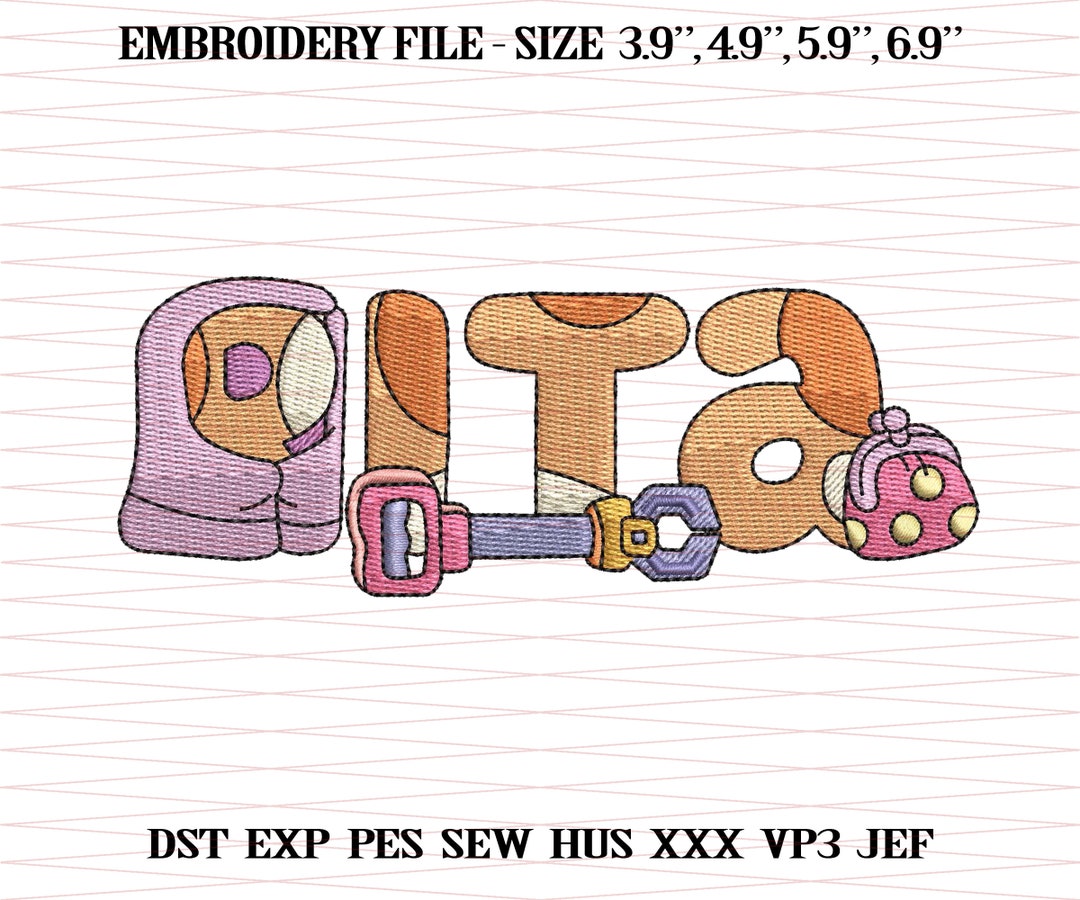 Bluey Bingo Rita Embroidery Design, Funny Nice Parking Spot Rita ...