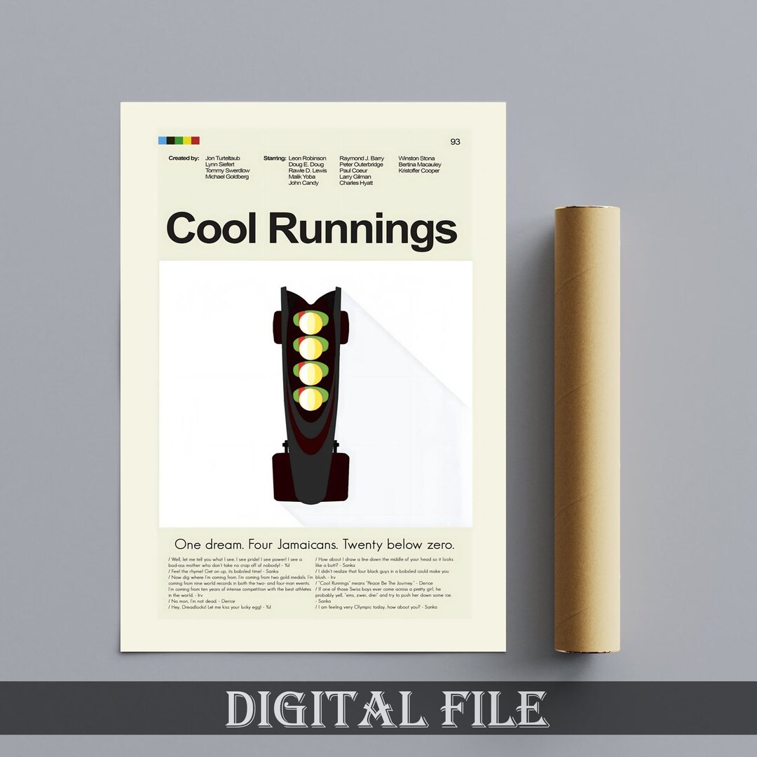 Mid Century Modern Cool Runnings Poster Digital Print, Custom ...