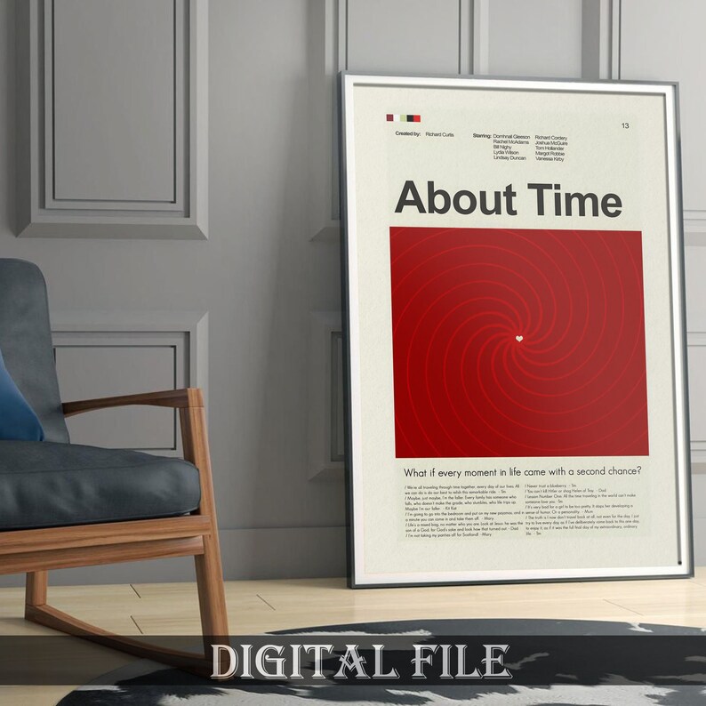 Mid Century Modern About Time Poster Digital Print, Custom Minimalist ...