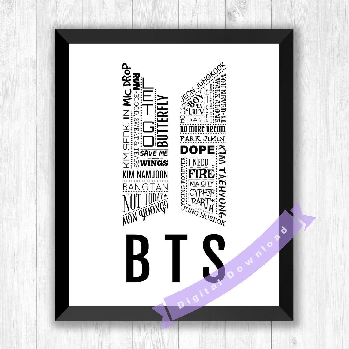 BTS Logo / Bts wall decor / Bts print / Bts poster / kpop bts | Etsy