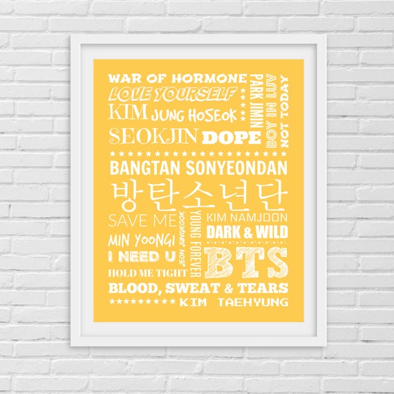 BTS Word Cloud | Etsy