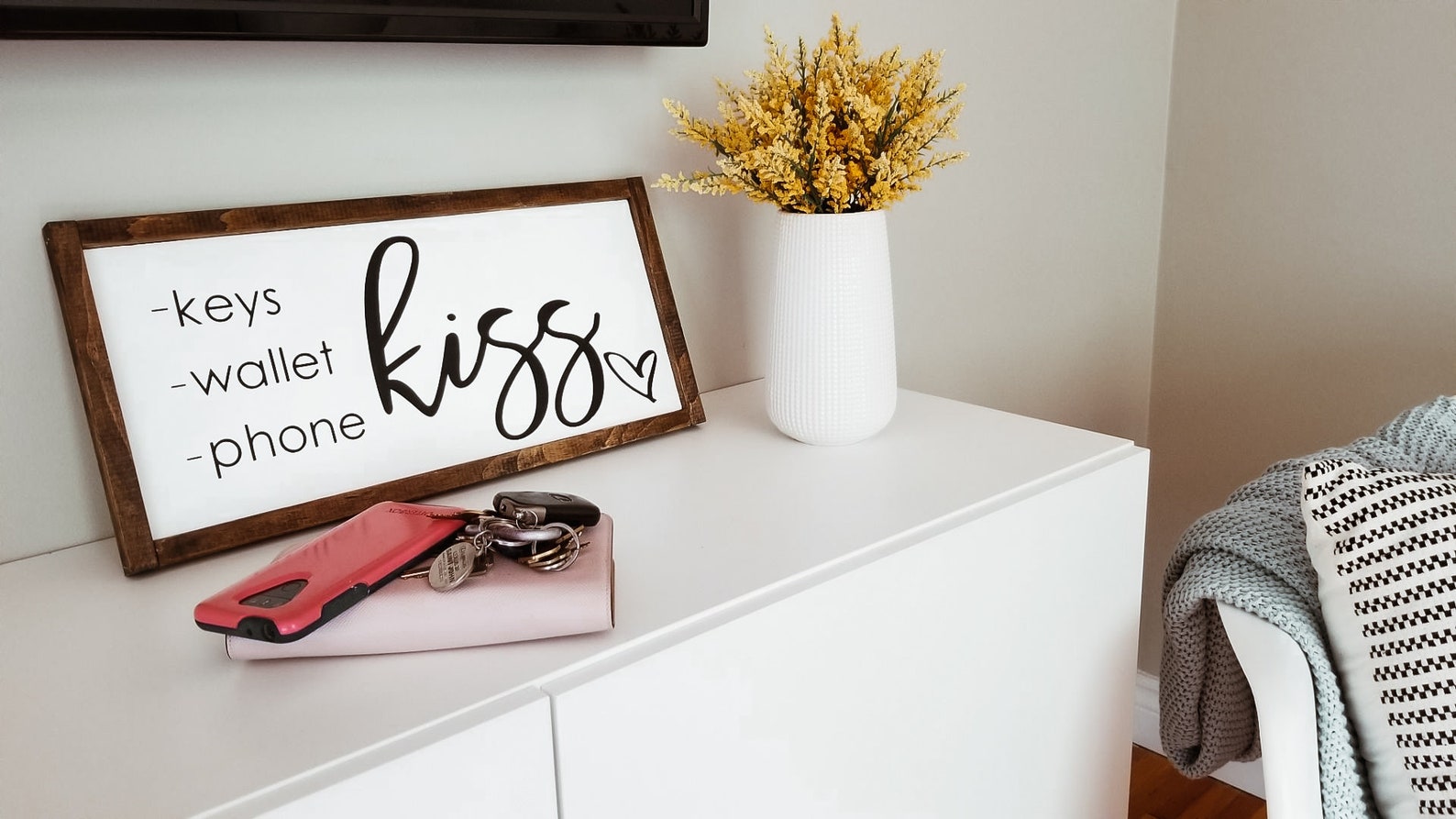 Keys Wallet Phone Kiss Sign Entry Decor Home Decor | Etsy