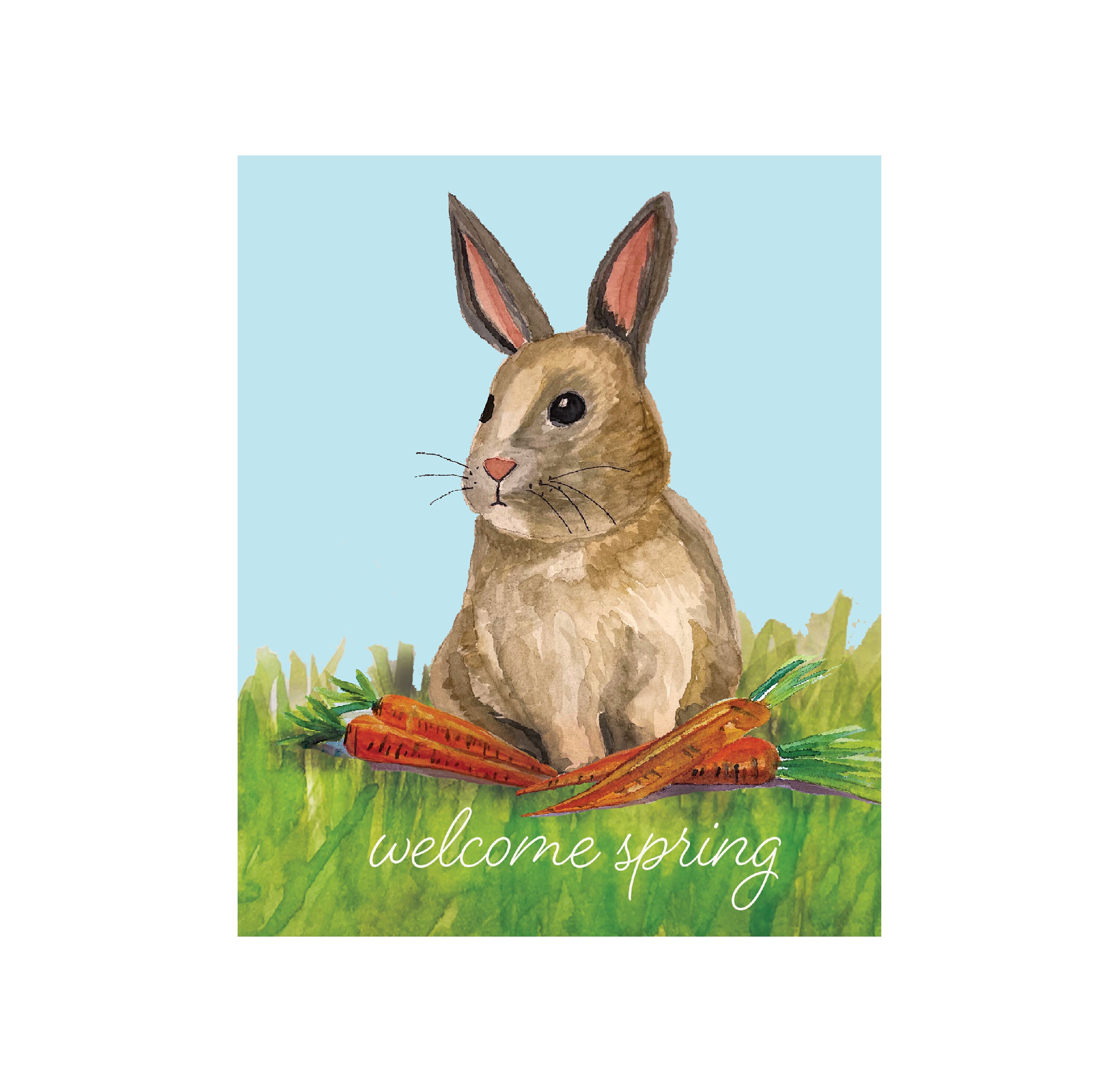 Welcome Spring Bunny Card - Etsy
