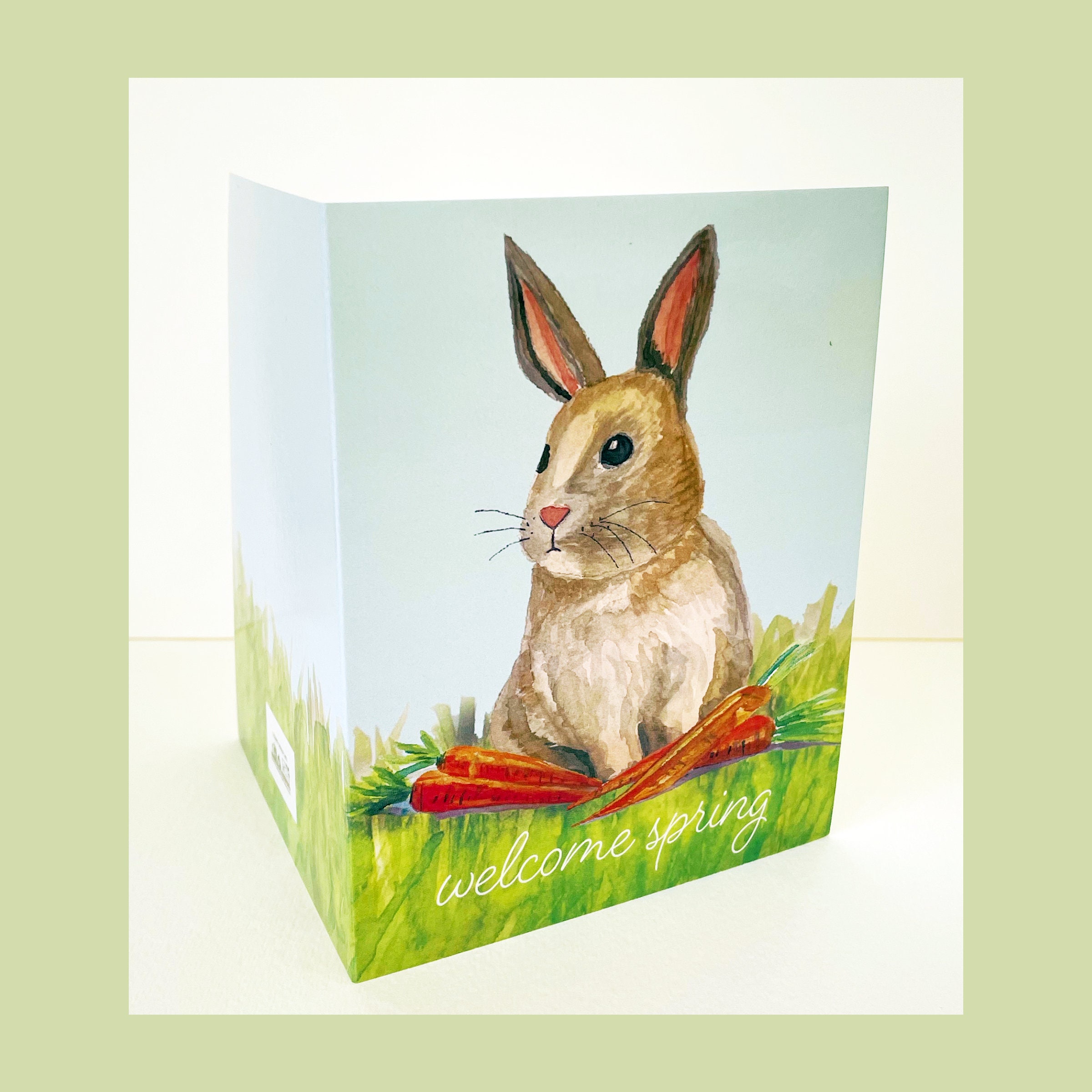 Welcome Spring Bunny Card - Etsy