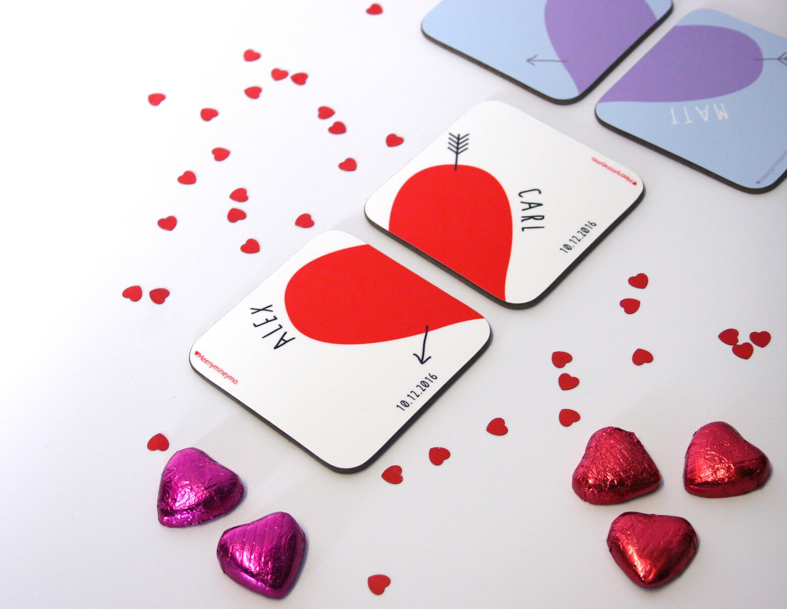 Personalised Love Heart Coasters Pair - Etsy