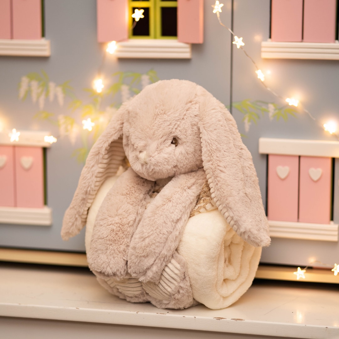 Super Soft Bunny With Embroidered Blanket - Etsy