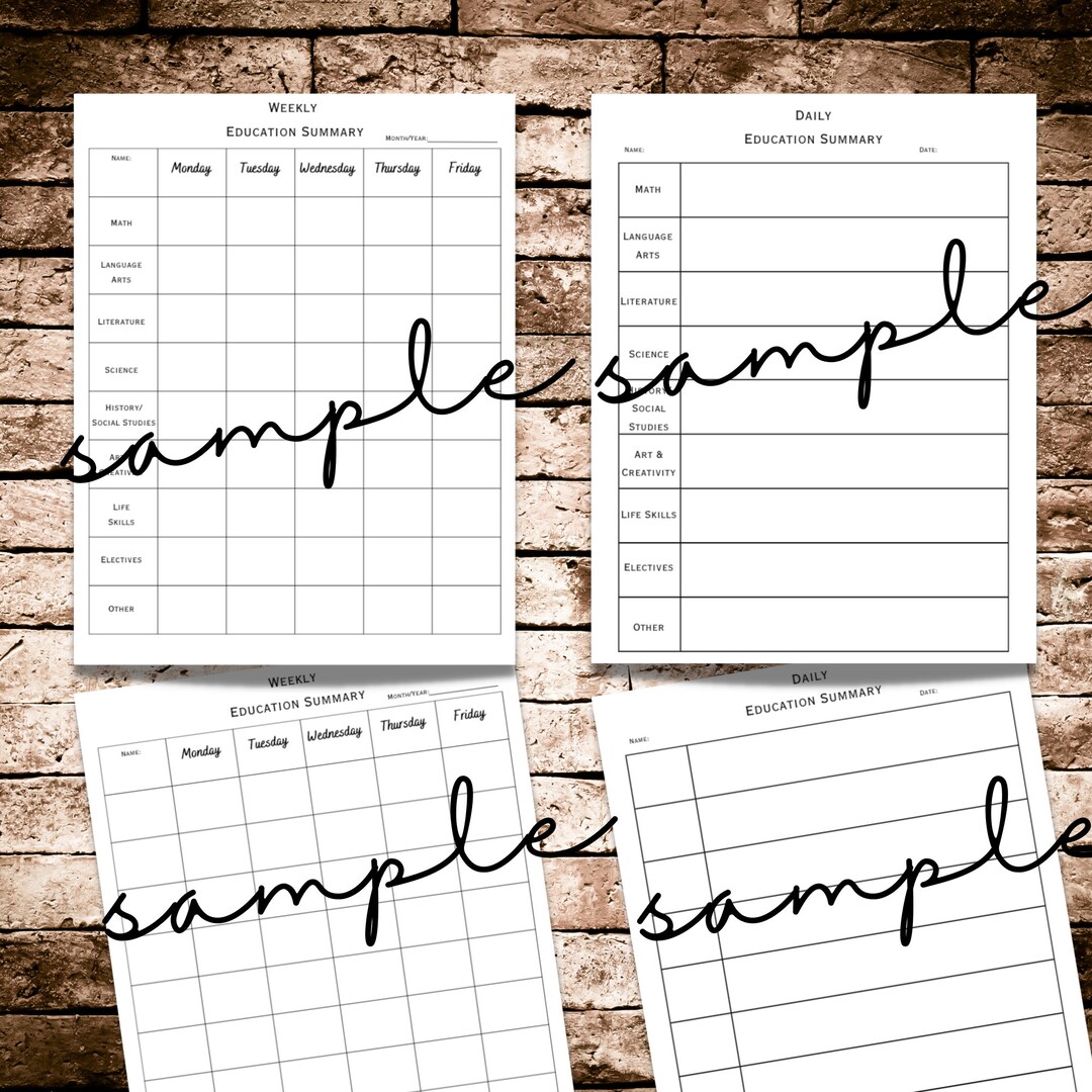 Homeschool Record Keeping Sheets | Weekly & Daily Education Summary ...