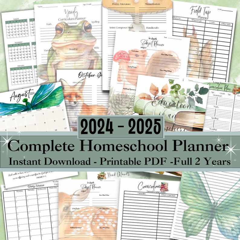 Homeschool Planner Printables 2024 2025 Charlotte Mason Inspired Nature ...