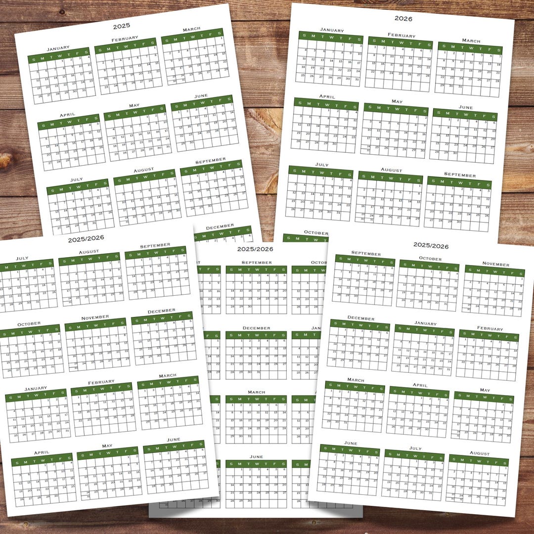 Year at a Glance 2025 2026 Full Year & Academic Year | Yearly Planner ...