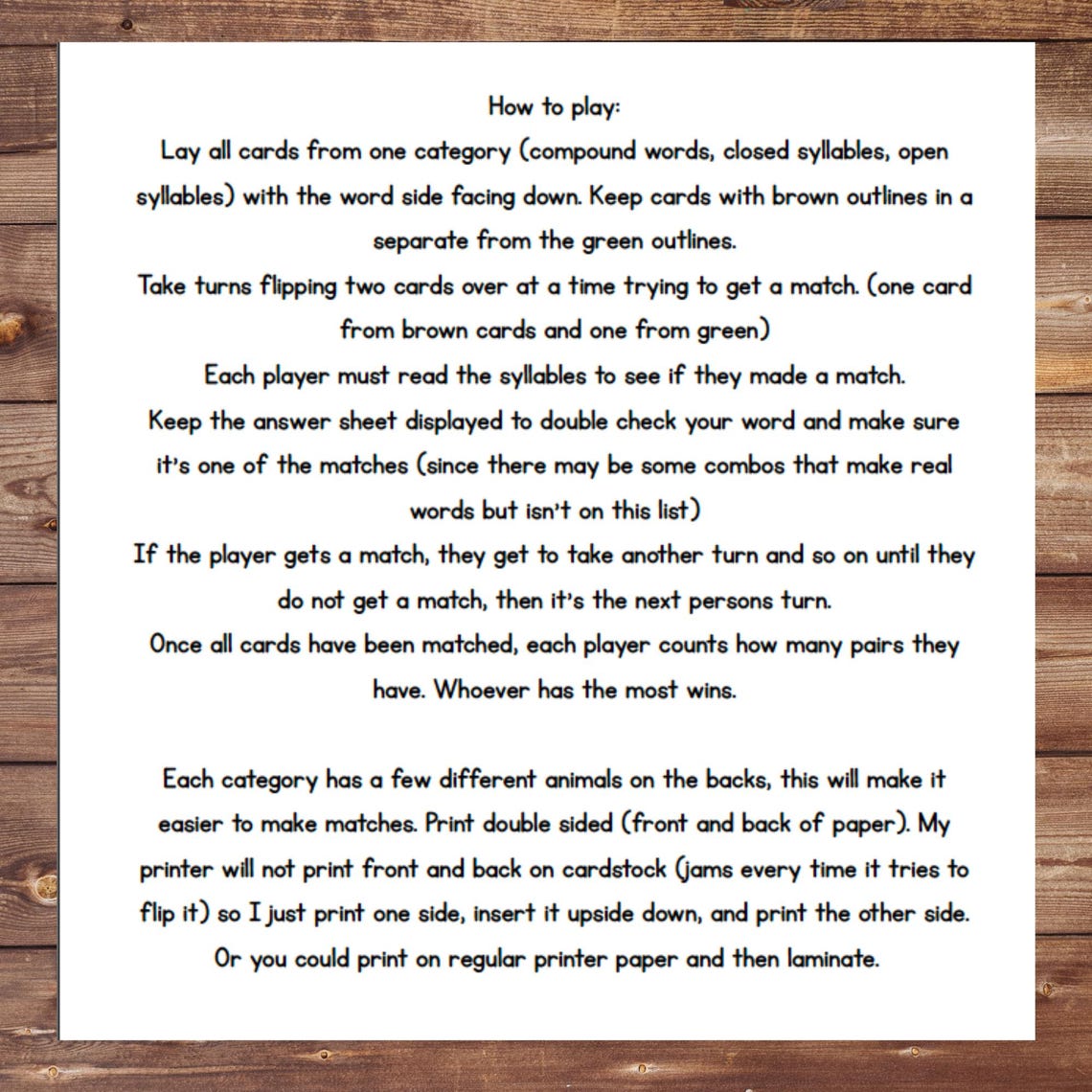 Printable Phonics Game | Syllables Game | Homeschool Printables ...