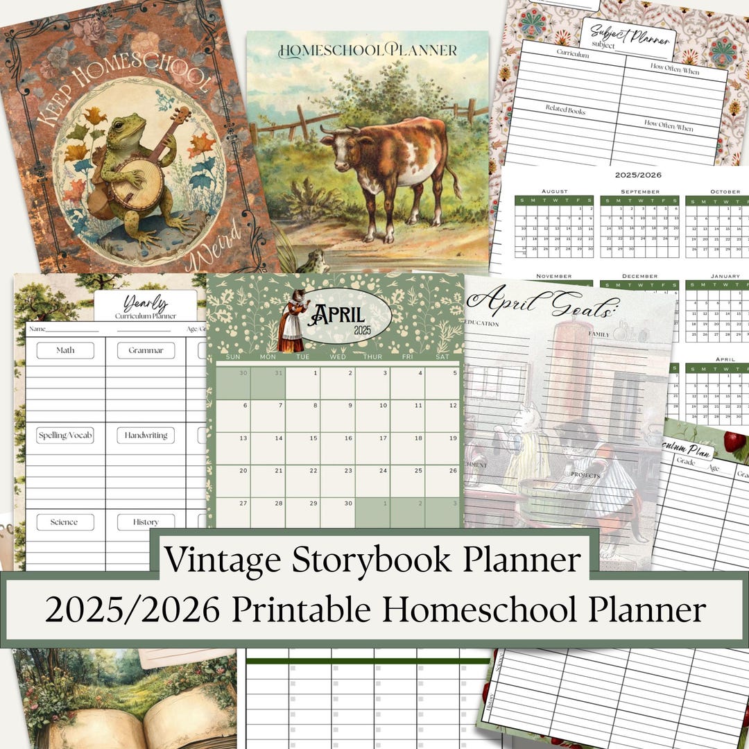 2025 2026 Printable Homeschool Planner | Vintage Storybook Theme | SO ...