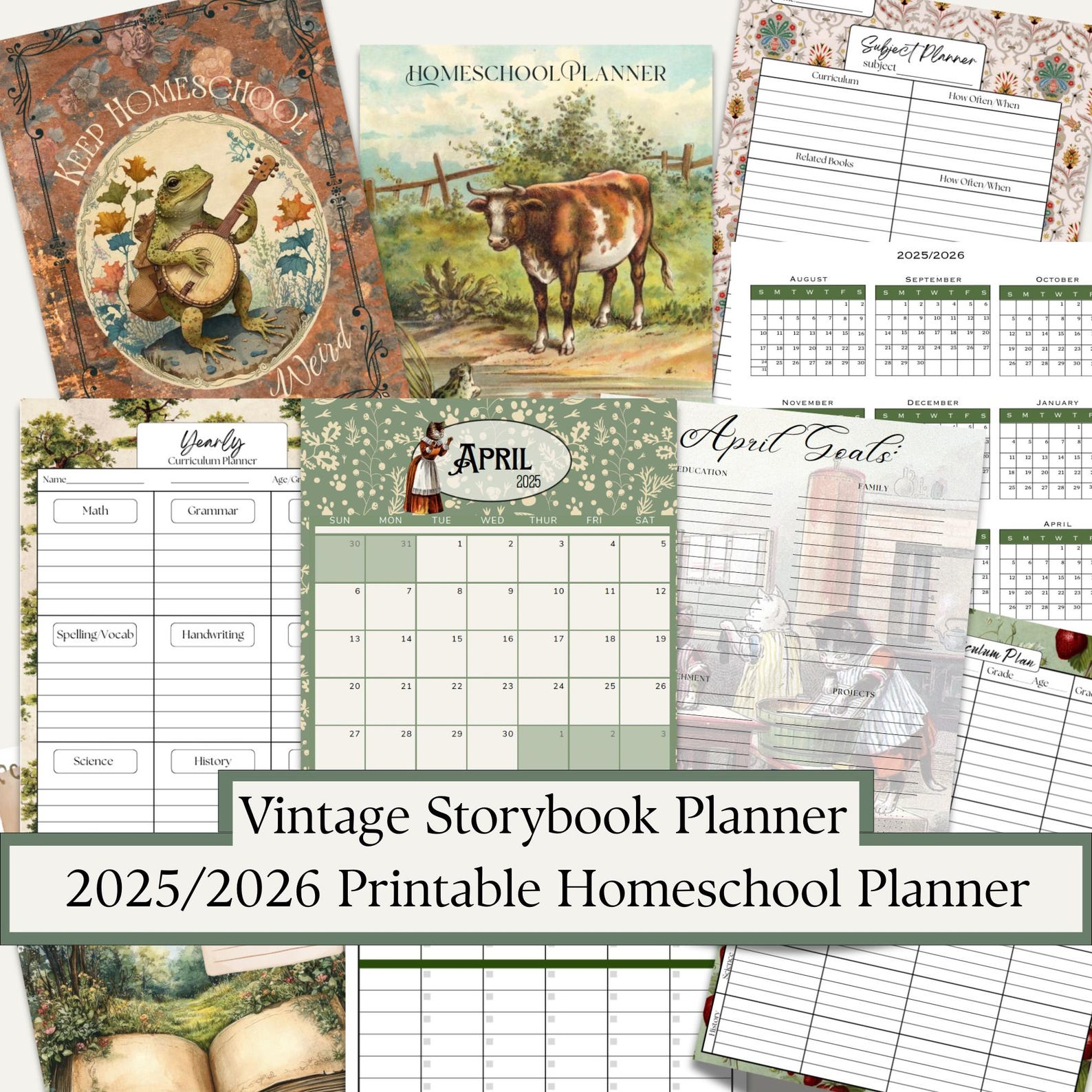 2025 2026 Printable Homeschool Planner | Vintage Storybook Theme | SO ...