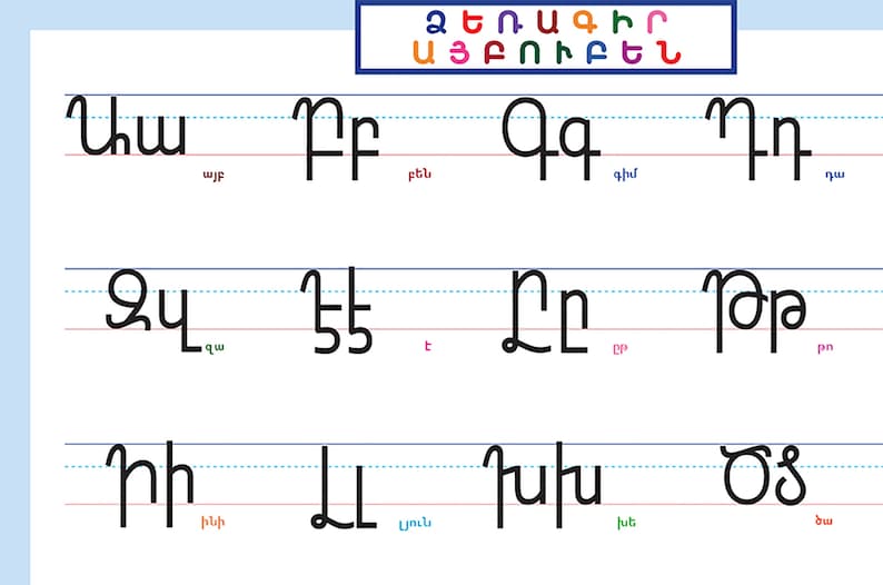 Armenian Alphabet Posters 2pack Set (pictorial Poster & Manuscript ...